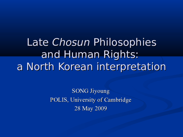 (PPT) Late Chosun Philosophies and Human Rights: a North Korean ...