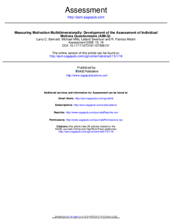 (PDF) Measuring Motivation Multidimensionally: Development of the ...