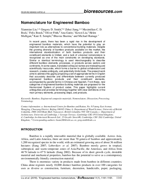 (PDF) Nomenclature for Engineered Bamboo
