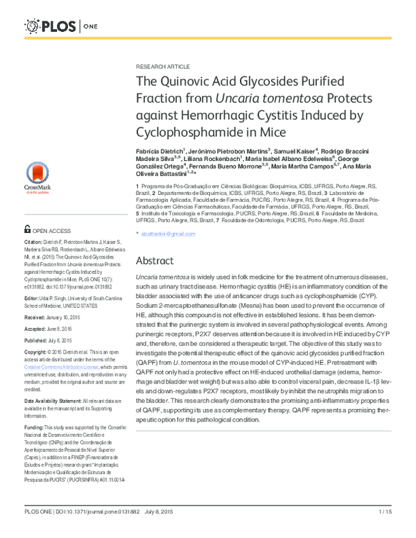 (PDF) The Quinovic Acid Glycosides Purified Fraction from Uncaria ...