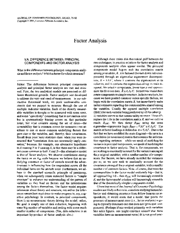 (PDF) Factor Analysis