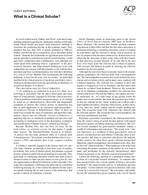 (PDF) What Is a Clinical Scholar?