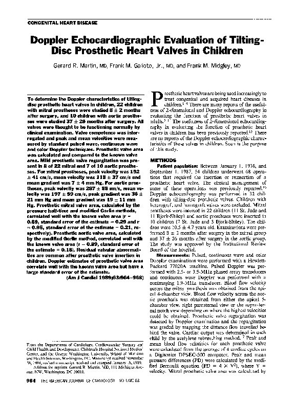 (PDF) Doppler echocardiographic evaluation of tilting-disc prosthetic ...