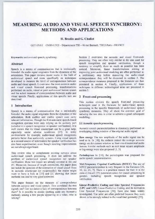 (PDF) Measuring audio and visual speech synchrony: methods and applications