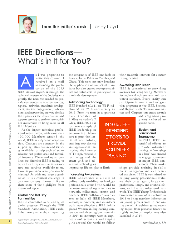 (PDF) IEEE Directions - What's in It for You? [From the Editor's Desk]