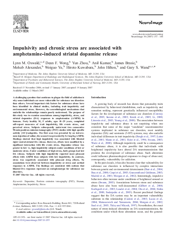 (PDF) Impulsivity and chronic stress are associated with amphetamine ...