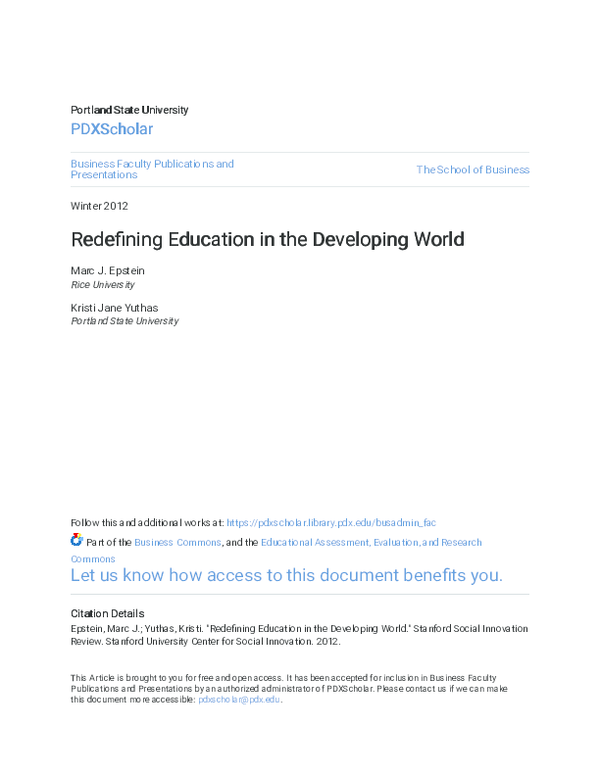 (PDF) Redefining Education in the Developing World