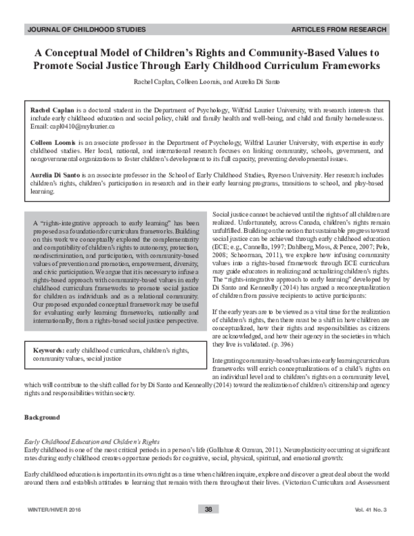 (PDF) A Conceptual Model of Children’s Rights and Community-Based ...