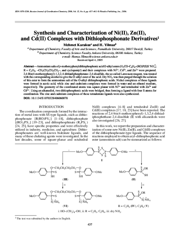 (PDF) Synthesis and characterization of Ni(II), Zn(II), and Cd(II) complexes with ...