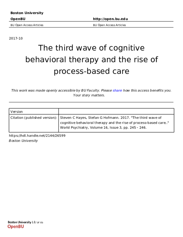 (PDF) The third wave of cognitive behavioral therapy and the rise of ...