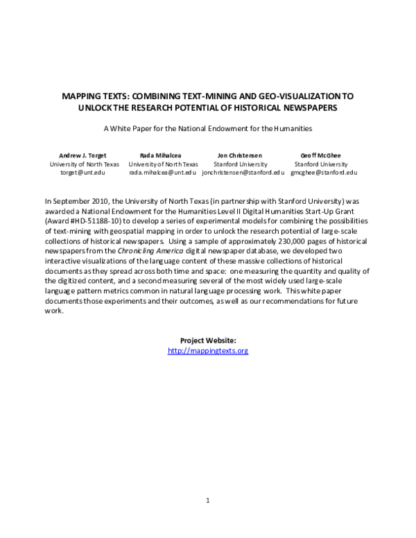 (PDF) Mapping Texts: Combining Text-Mining and Geo-Visualization to ...