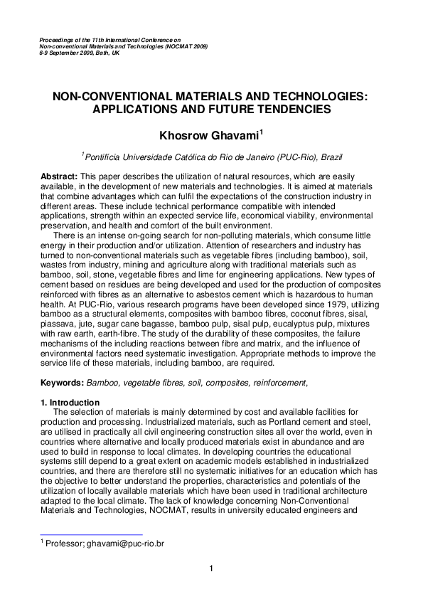 (PDF) Non-Conventional Materials and Technologies: Applications and ...