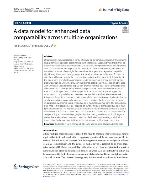 (PDF) A data model for enhanced data comparability across multiple ...