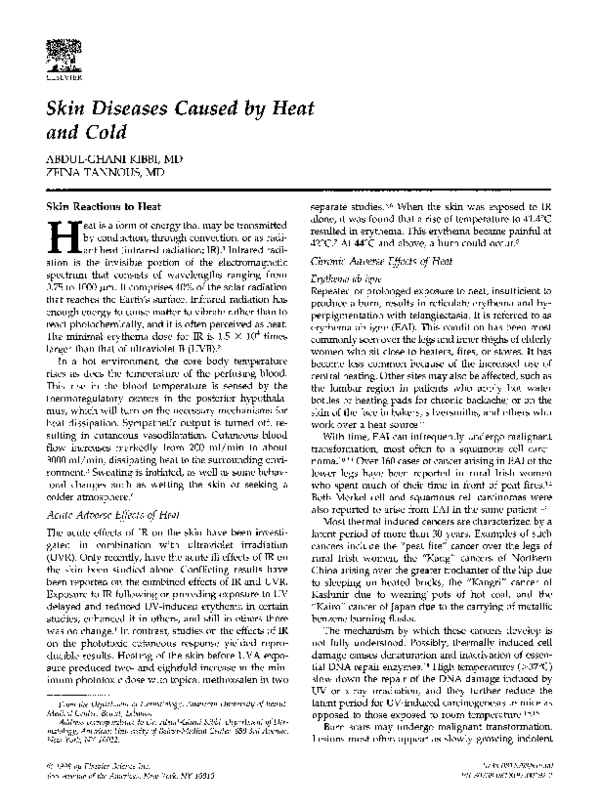 (PDF) Skin diseases caused by heat and cold