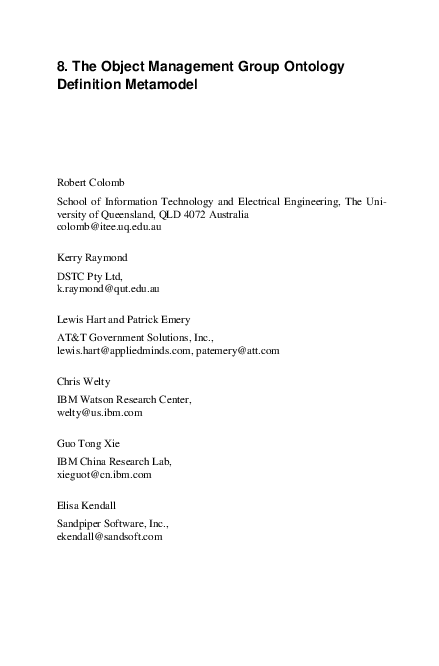 (PDF) The Object Management Group Ontology Definition Metamodel | Kerry Raymond - Academia.edu