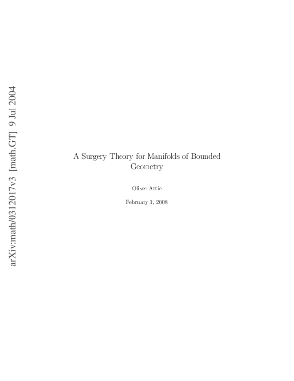 (PDF) A surgery theory for manifolds of bounded geometry