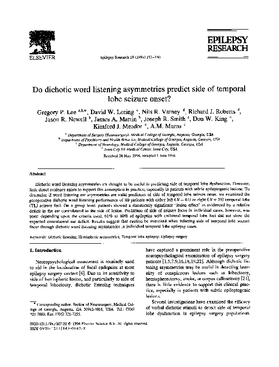 (PDF) Do dichotic word listening asymmetries predict side of temporal ...