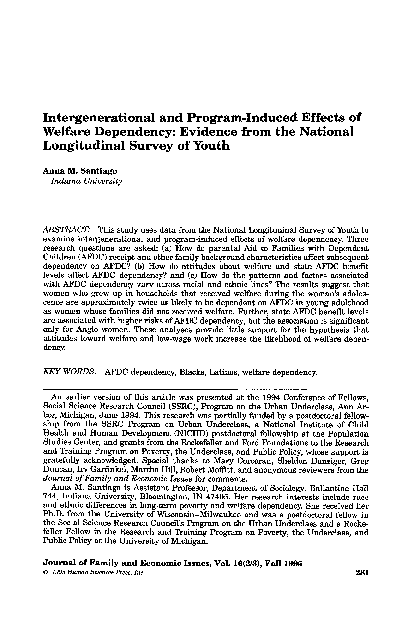 (PDF) Intergenerationa l and Program-Induced Effects of Welfare ...