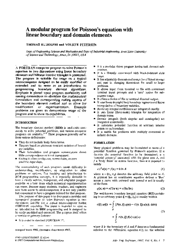 (PDF) A modular program for Poisson's equation with linear boundary and ...