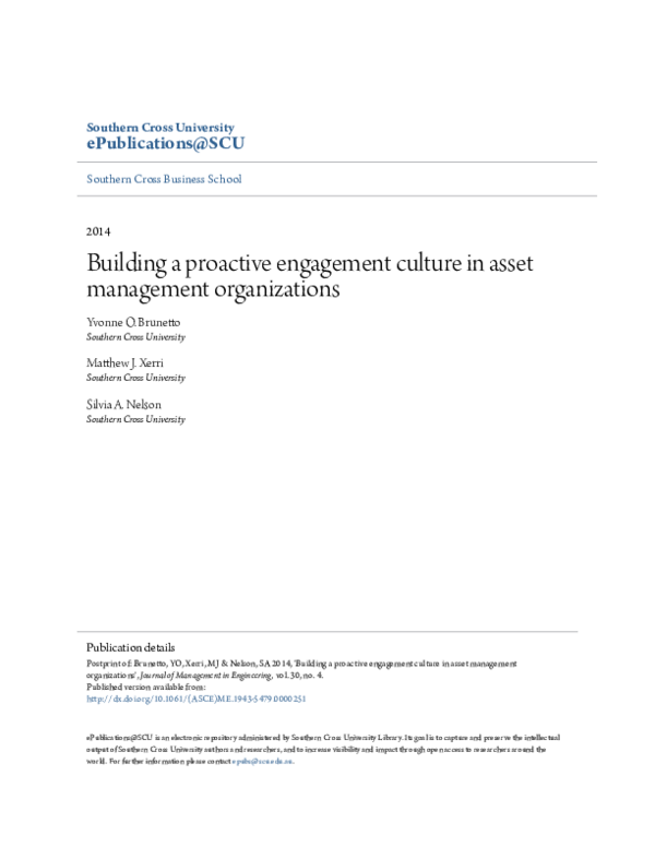 (PDF) Building a Proactive, Engagement Culture in Asset Management ...
