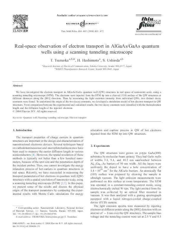 (PDF) Real-space observation of electron transport in AlGaAs/GaAs ...