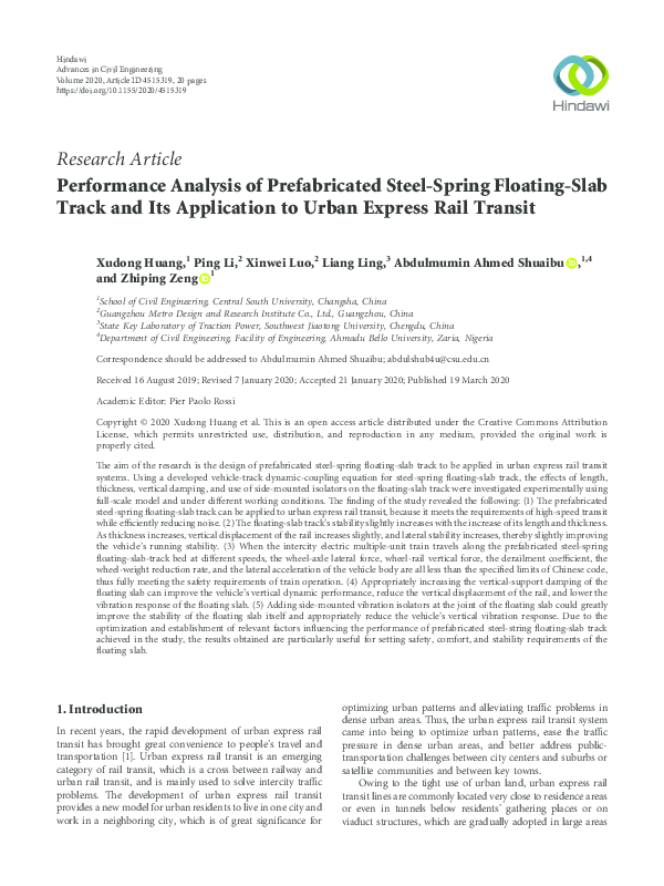 (PDF) Performance Analysis of Prefabricated Steel-Spring Floating-Slab ...