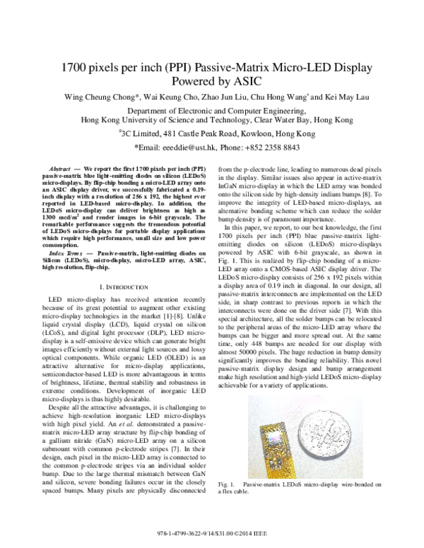 (PDF) 1700 Pixels Per Inch (PPI) Passive-Matrix Micro-LED Display Powered by ASIC