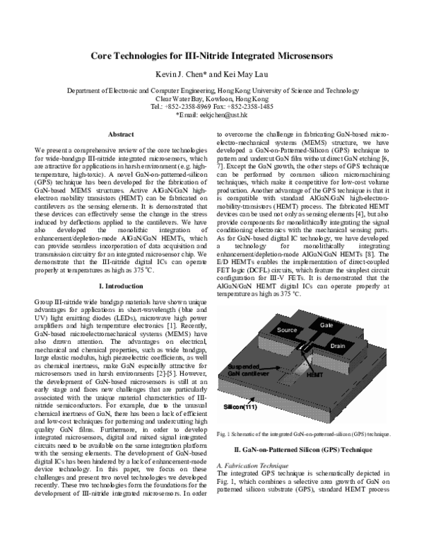 (PDF) Core Technologies for III-Nitride Integrated Microsensors