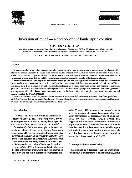 (PDF) Inversion of relief — a component of landscape evolution