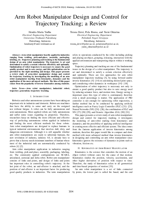 (PDF) Arm Robot Manipulator Design and Control for Trajectory Tracking ...