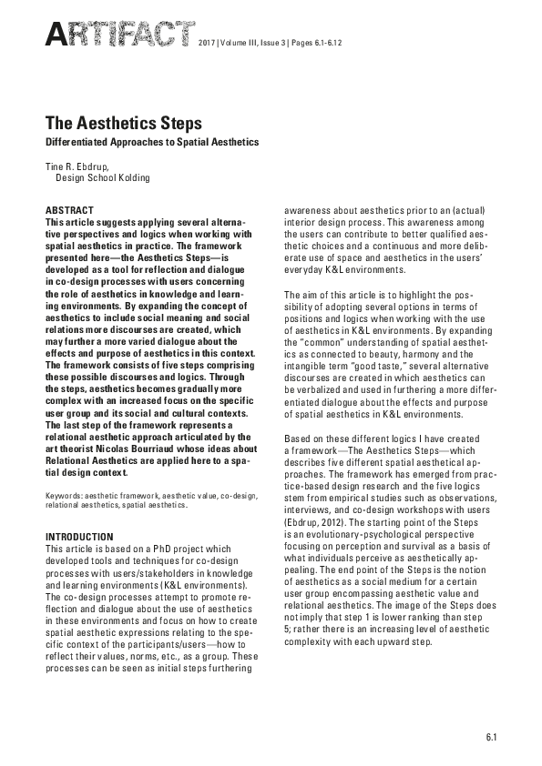 (PDF) THE AESTHETICS STEPS Differentiated Approaches to the use of ...