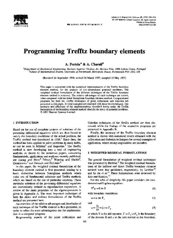 (PDF) Programming Trefftz boundary elements