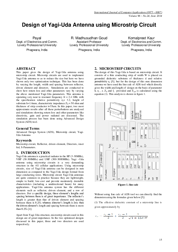 (PDF) Design of Yagi-Uda Antenna using Microstrip Circuit