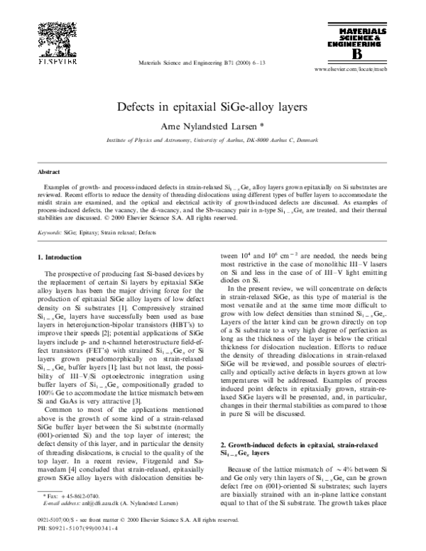 (PDF) Defects in epitaxial SiGe-alloy layers