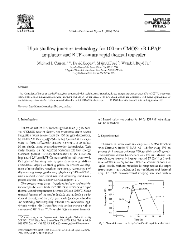 (PDF) Ultra-shallow junction technology for 100 nm CMOS: xR LEAP ...