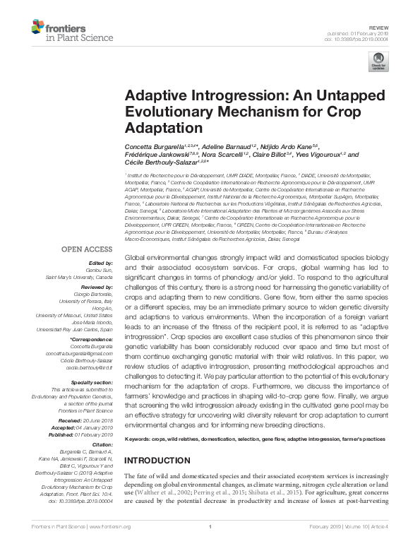(PDF) Adaptive Introgression: An Untapped Evolutionary Mechanism for ...