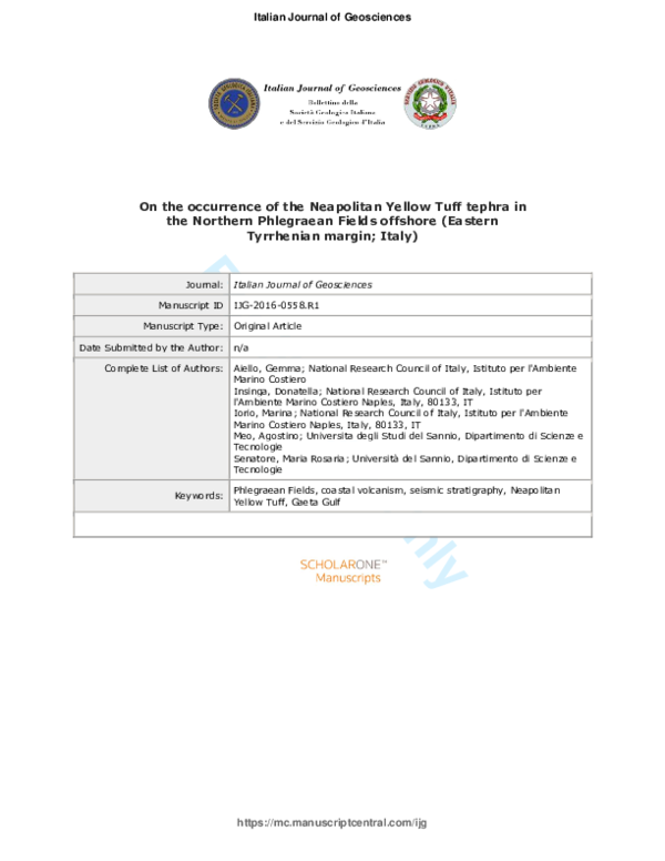 (PDF) On the occurrence of the Neapolitan Yellow Tuff tephra in the ...
