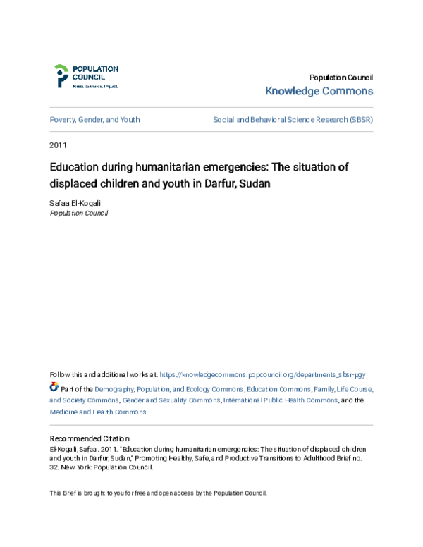 (PDF) Education during humanitarian emergencies: The situation of ...