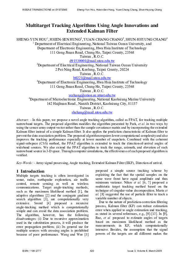(PDF) FPAT: Efficient Multitarget Tracking Algorithm