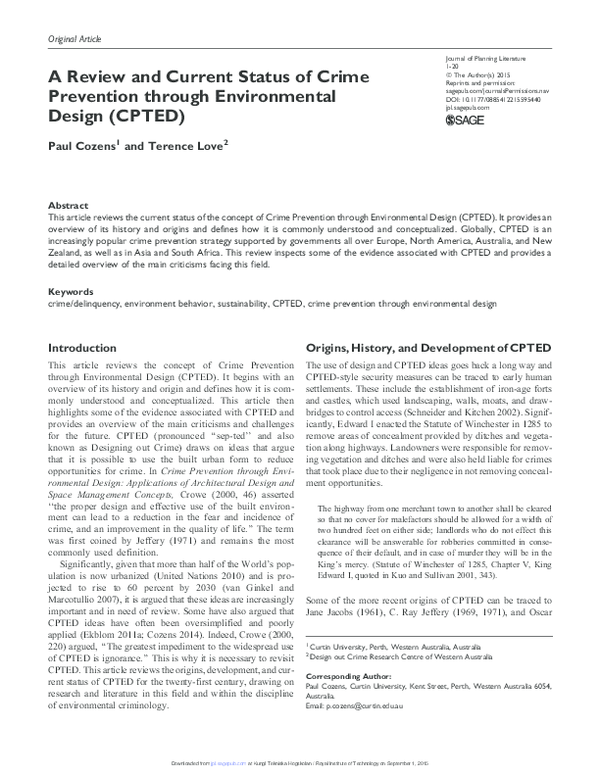 (PDF) A Review and Current Status of Crime Prevention through ...