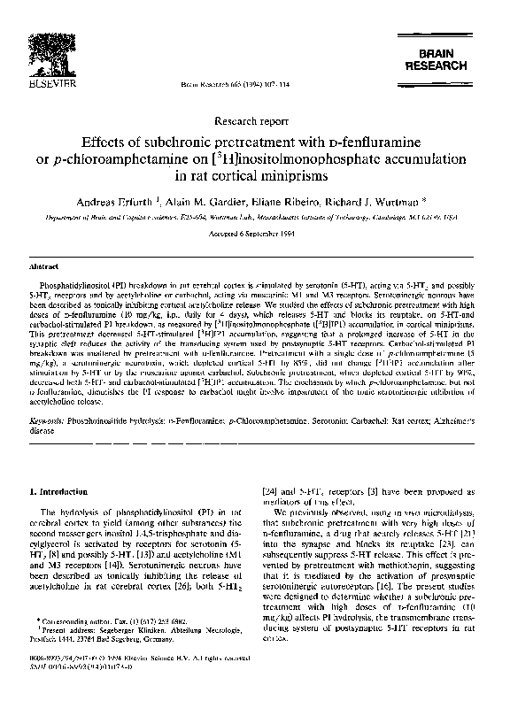 (PDF) Effects of subchronic pretreatment withd-fenfluramine orp ...