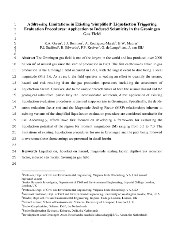 (PDF) Addressing limitations in existing ‘simplified’ liquefaction triggering evaluation ...