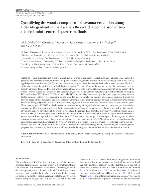 (PDF) Quantifying the woody component of savanna vegetation along a ...