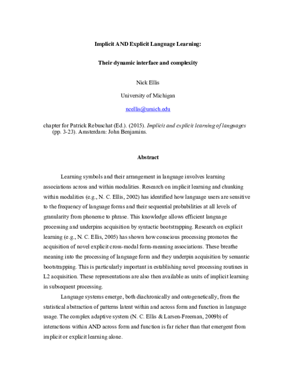 (PDF) Implicit AND explicit language learning