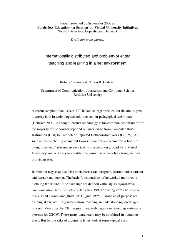 (PDF) Internationally Distributed and Problem-Oriented Teaching and ...
