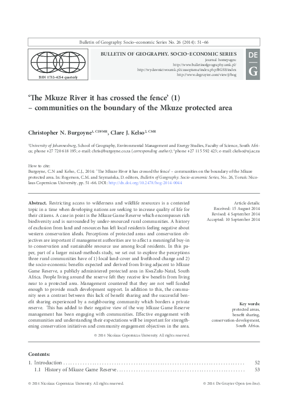 (PDF) ‘The Mkuze River it has crossed the fence’ (1) – communities on ...