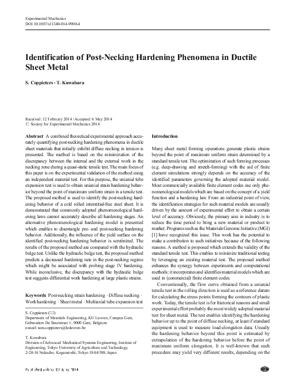 (PDF) Identification of Post-Necking Hardening Phenomena in Ductile ...