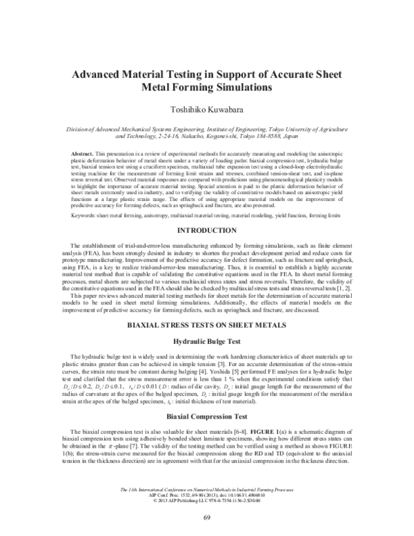 (PDF) Advanced material testing in support of accurate sheet metal ...