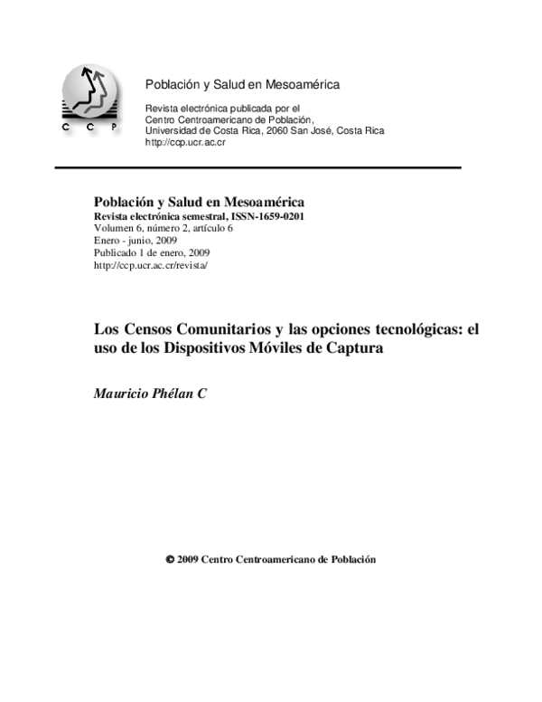 (PDF) Los Censos Comunitarios y las opciones tecnológicas | Mauricio ...