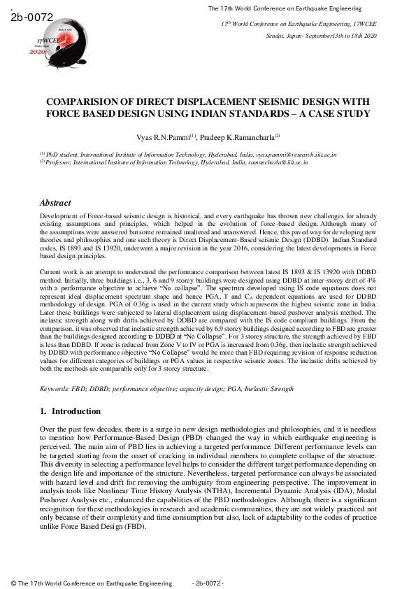 Pdf Comparision Of Direct Displacement Seismic Design With Force